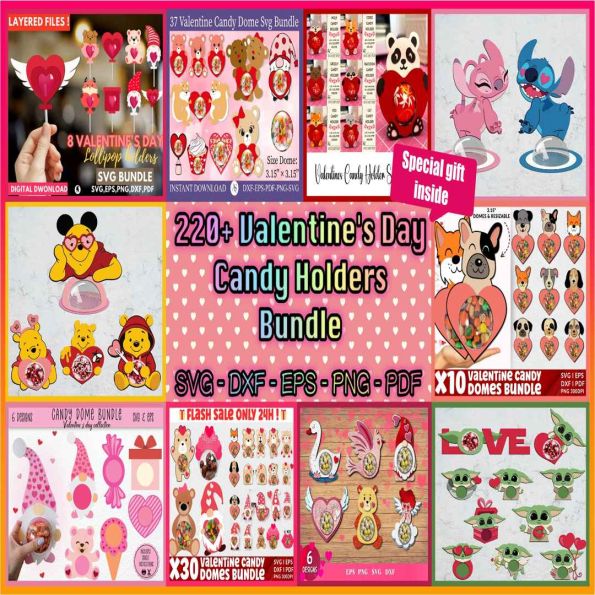 Valentines day svg Bundle – 220+ Cute Candy Holders!